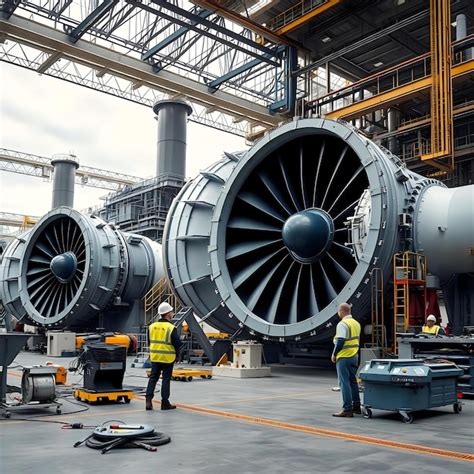 Large Scale Power Generation Using Nuclear Turbines Premium Ai Generated Image