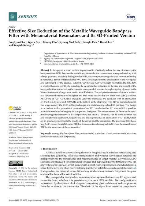 Pdf Effective Size Reduction Of The Metallic Waveguide Bandpass