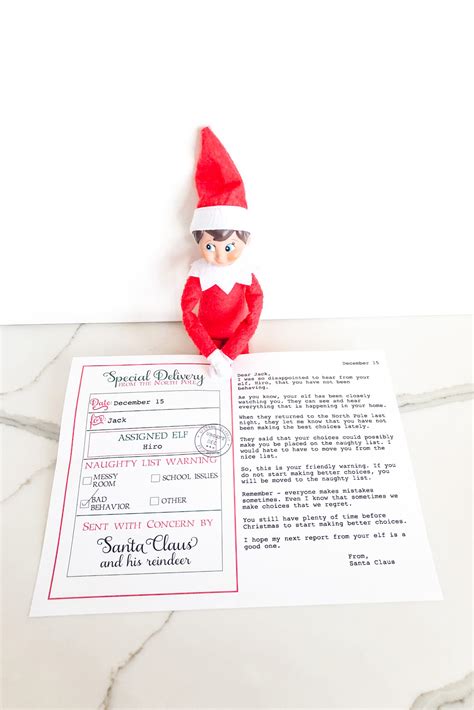 Elf Warning Letter Free Printable