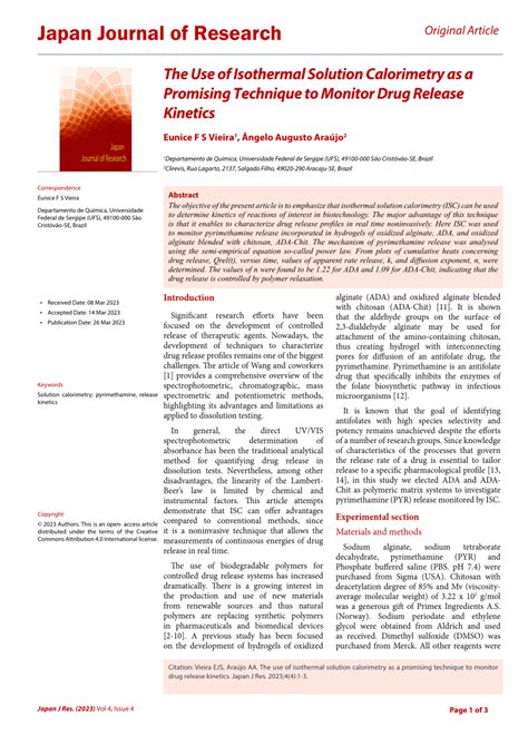 Pdf The Use Of Isothermal Solution Calorimetry As A Promising