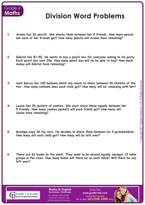 division problem solving grade 6