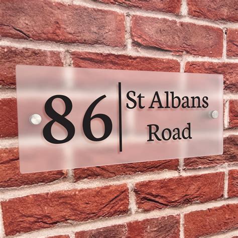 Large Frosted Solar House Number Signs With Solar Light Left Style 2 D
