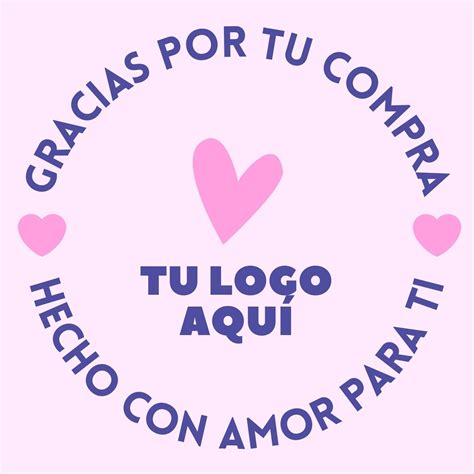 Sticker Circular Gracias Por Tu Compra Rosa Stickers Para