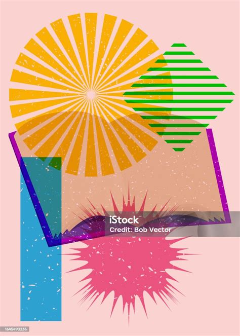 책과 다채로운 기하학적 모양 트렌디한 리소 그래프 디자인의 교육용 오브제 기하학 요소 추상 리소그래프 인쇄 질감 스타일 0명에 대한 스톡 벡터 아트 및 기타 이미지 Istock