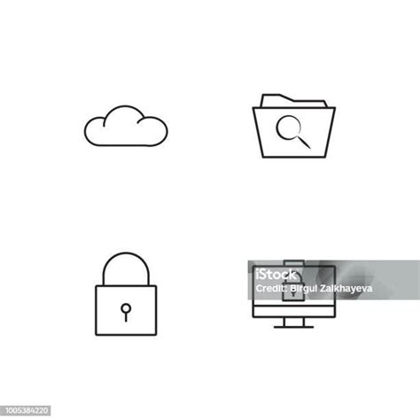 사이버 보안 선형 아이콘 설정합니다 간단한 개요 벡터 아이콘 0명에 대한 스톡 벡터 아트 및 기타 이미지 0명 네트워크 보안 디자인 Istock