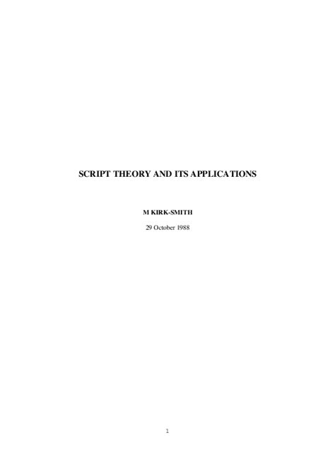 Pdf Script Theory And Its Applications