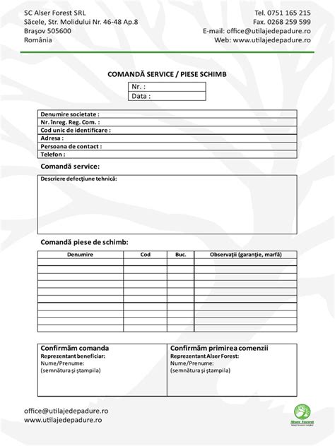 Formular Comanda Reparatii Pdf