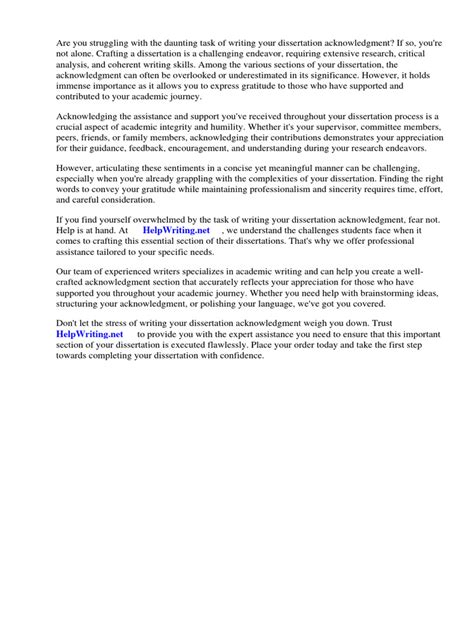 Acknowledgement For Dissertation Sample Pdf Thesis