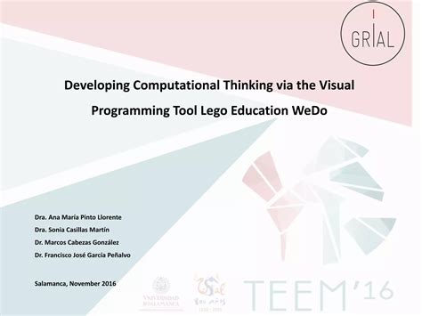 Developing Computational Thinking Via The Visual Programming Tool Lego Education We Do Ppt
