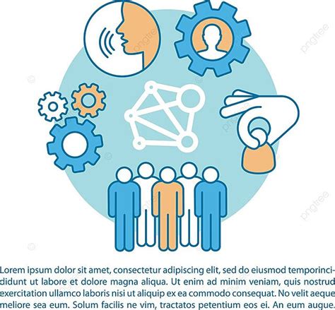 Social Integration Vector Template With Linear Icons And Text Vector Conception Info Line Png