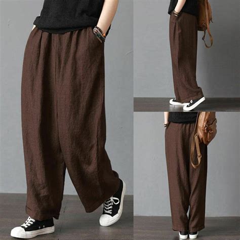 Купити Широкі штани Жіночі весняно осінні бавовняні та льонні тонкі вільні повсякденні штани