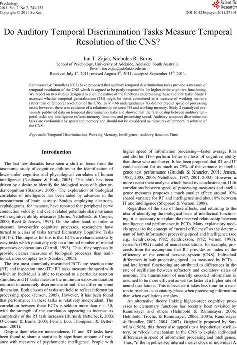 Do Auditory Temporal Discrimination Tasks Measure Temporal Resolution Of The Cns