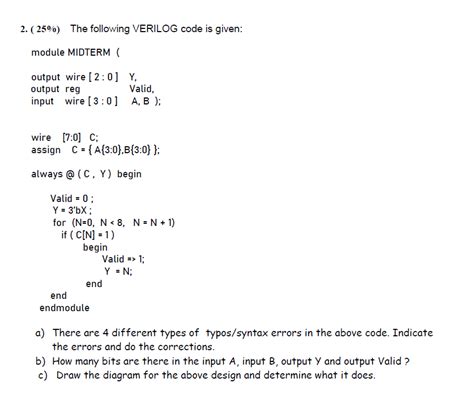 Solved The Following VERILOG Code Is Given Module Chegg