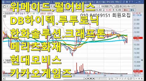 주식강의 위메이드펄어비스db하이텍루투로닉한화솔루션크래프톤메리츠화재현대모비스카카오게임즈 Youtube