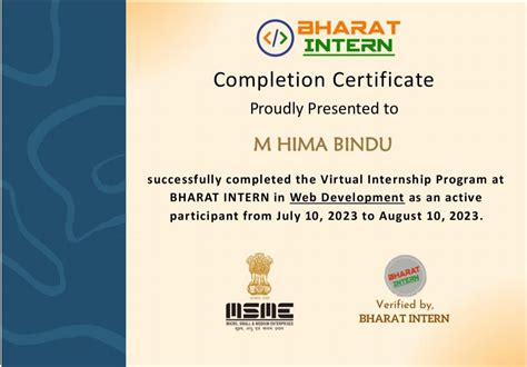 Hima Bindu Muthirevula On Linkedin Bharatintern Webdevelopment