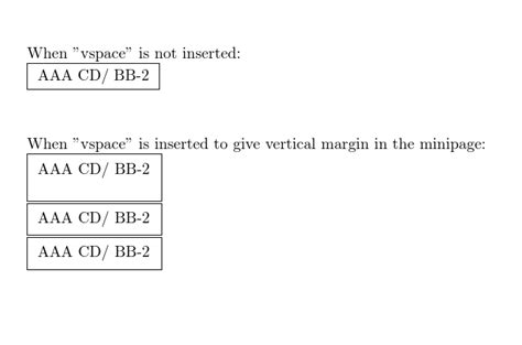 How To Give Vertical Margins Inside A Minipage TeX LaTeX Stack Exchange