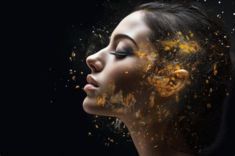 Perfil De Retrato De Mulher Com Efeito De Dispersão E Dissolução