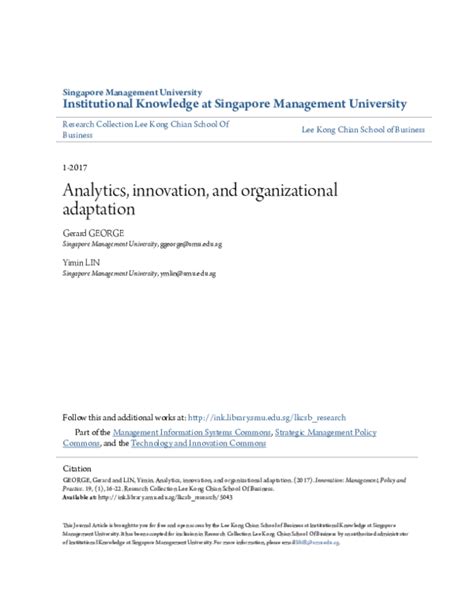 Pdf Analytics Innovation And Organizational Adaptation