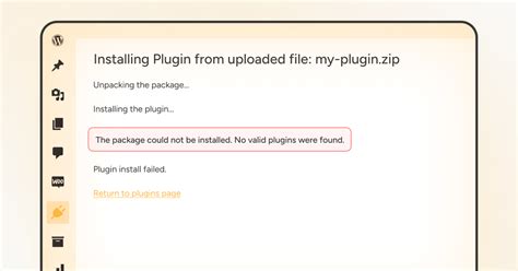 fix the package could not be installed no valid plugins were found
