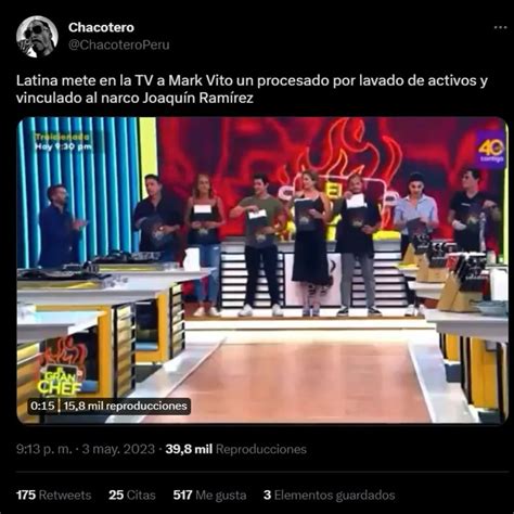 Mark Vito Es El Nuevo Participante De ‘el Gran Chef Famosos Y Así Reaccionaron Los Cibernautas