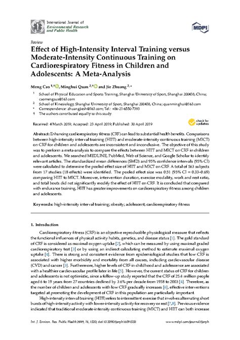 2 Effect Of High Intensity Interval Training Versus Moderate Intensity