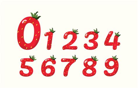 Strawberry Numeral Vector Illustration Of Numbers In A Strawberry