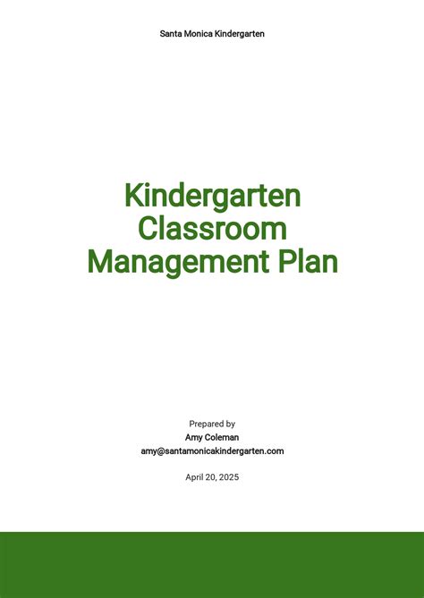 Elementary Classroom Management Plan Template Prntbl