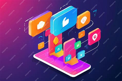 Innovative Mobile Social Network Abstract Vector Illustration Premium