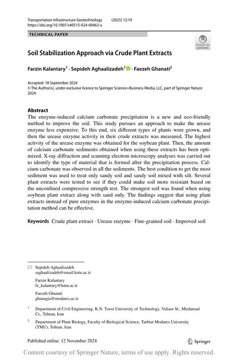 Soil Stabilization Approach Via Crude Plant Extracts