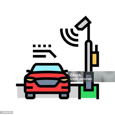 센서가 있는 고속도로 자율 주행 차량 색상 아이콘 벡터 일러스트 레이 션 고속도로에 대한 스톡 벡터 아트 및 기타 이미지 고속도로 레이더 로봇공학 Istock