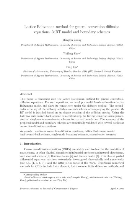 Pdf Lattice Boltzmann Method For General Convection Diffusion Equations Mrt Model And