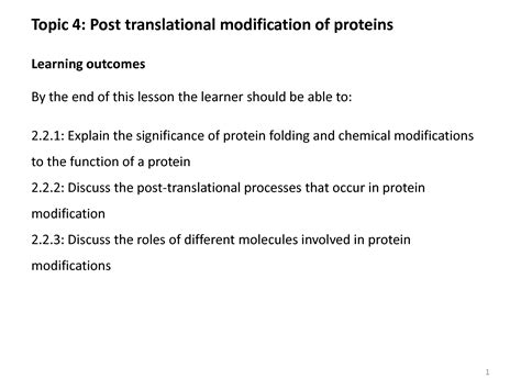 Solution Topic 4 Post Translational Modification Of Proteins Ppt