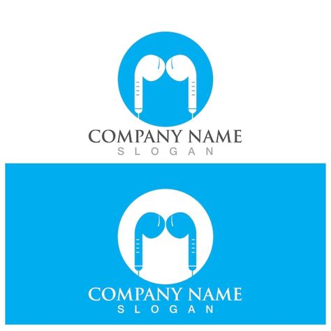 헤드폰 이어폰 로고 및 Vetor 템플릿 프리미엄 벡터