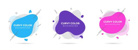 3 Modern Liquid Irregular Amoeba Blob Shape Abstract Elements Graphic Flat Style Design Fluid