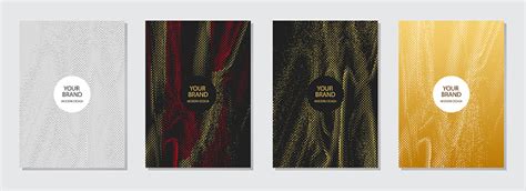 현재 커버 디자인 세트입니다 기하학적 배경 반짝이 및 점 패턴 황금 그런지 텍스처 수직 템플릿 컬렉션 브로셔를 위한 디자인