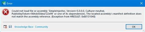 How To Get Rid Of The “could Not Load File Or Assembly Or One Of Its