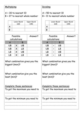 bounds of error calculations resources tes