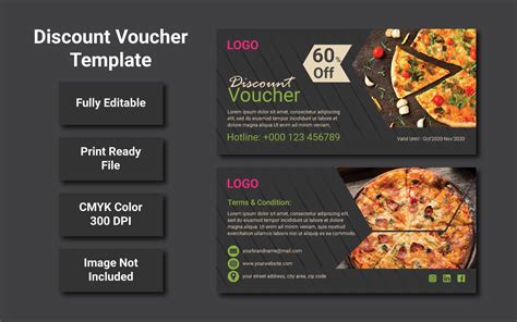Restaurant Discount Voucher Template Vector Image