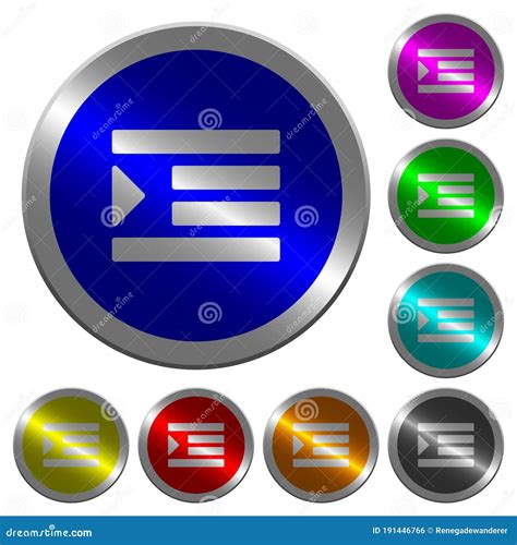 Increase Text Indentation Luminous Coin Like Round Color Buttons Stock Vector Illustration Of