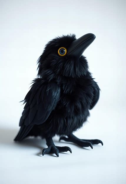 Cute Raven Plush Toy On A White Background Premium Ai Generated Image