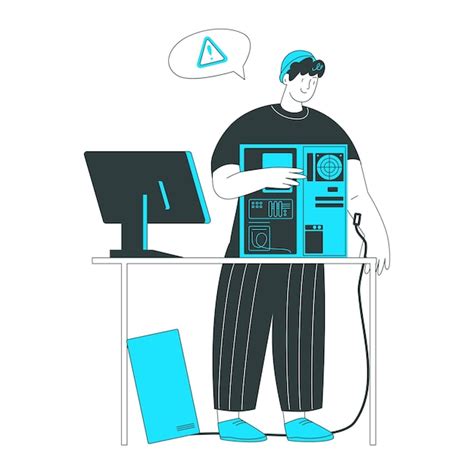 Premium Vector Man Repairs His Personal Computer