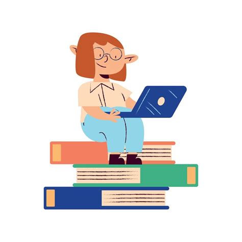 Young Schoolgirl Using Laptop 16976800 Vector Art At Vecteezy