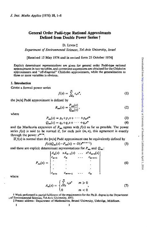 pdf general order padè type rational approximants defined from double