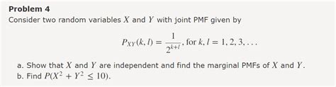 Solved Consider Two Random Variables X And Y With Joint Pmf
