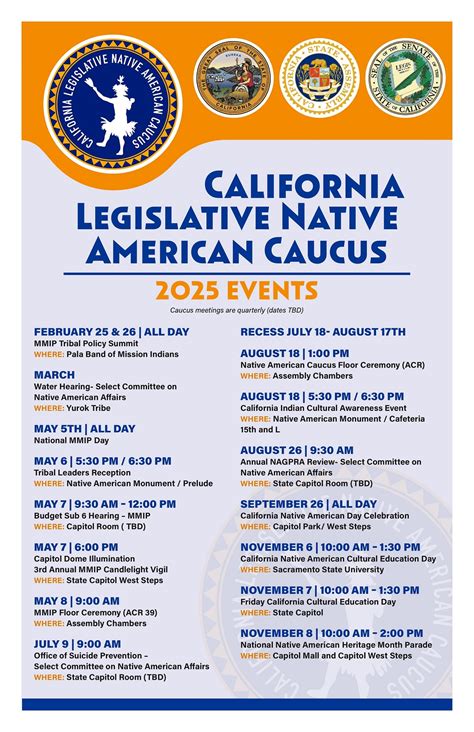 2025 Caucus Calendar California Native American Legislative Caucus