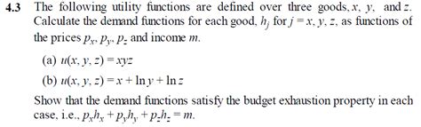 solved the following utility function are defined over three