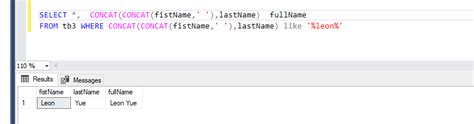 How To Search A Full Name In Sql Server Database Table With Only Firstname And Lastname Column
