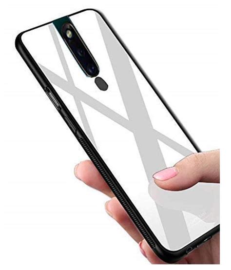 Oppo F Pro Glass Cover Gemesha White Tpu Bumper Back Case Plain Back Covers Online At Low