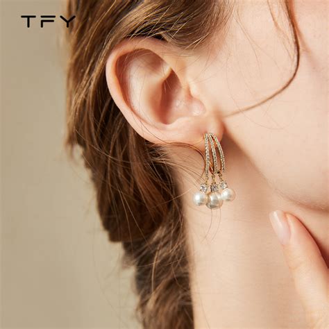 Tfy吊坠珍珠耳环女2022年新款潮耳钉小众设计感高级耳坠精致耳饰虎窝淘