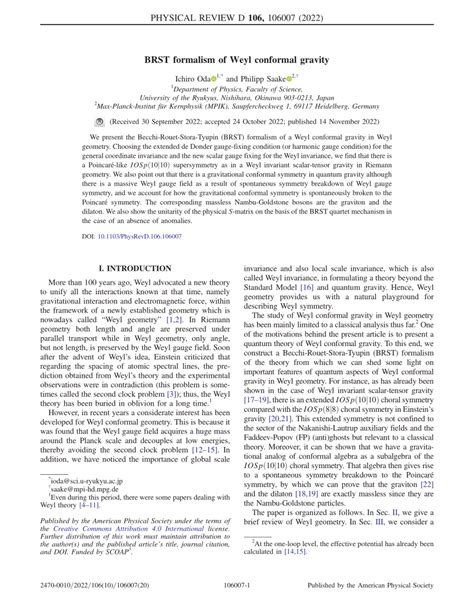 Pdf Brst Formalism Of Weyl Conformal Gravity